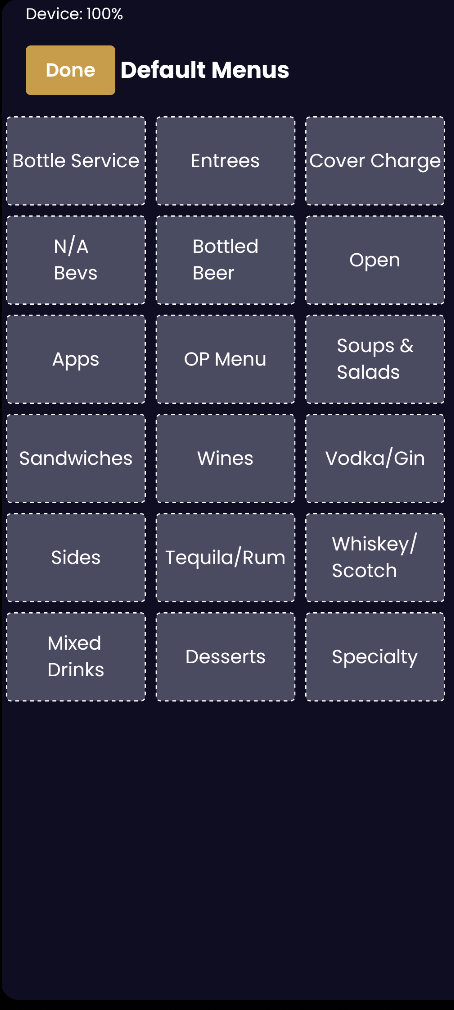 Editing Menus – Outpay